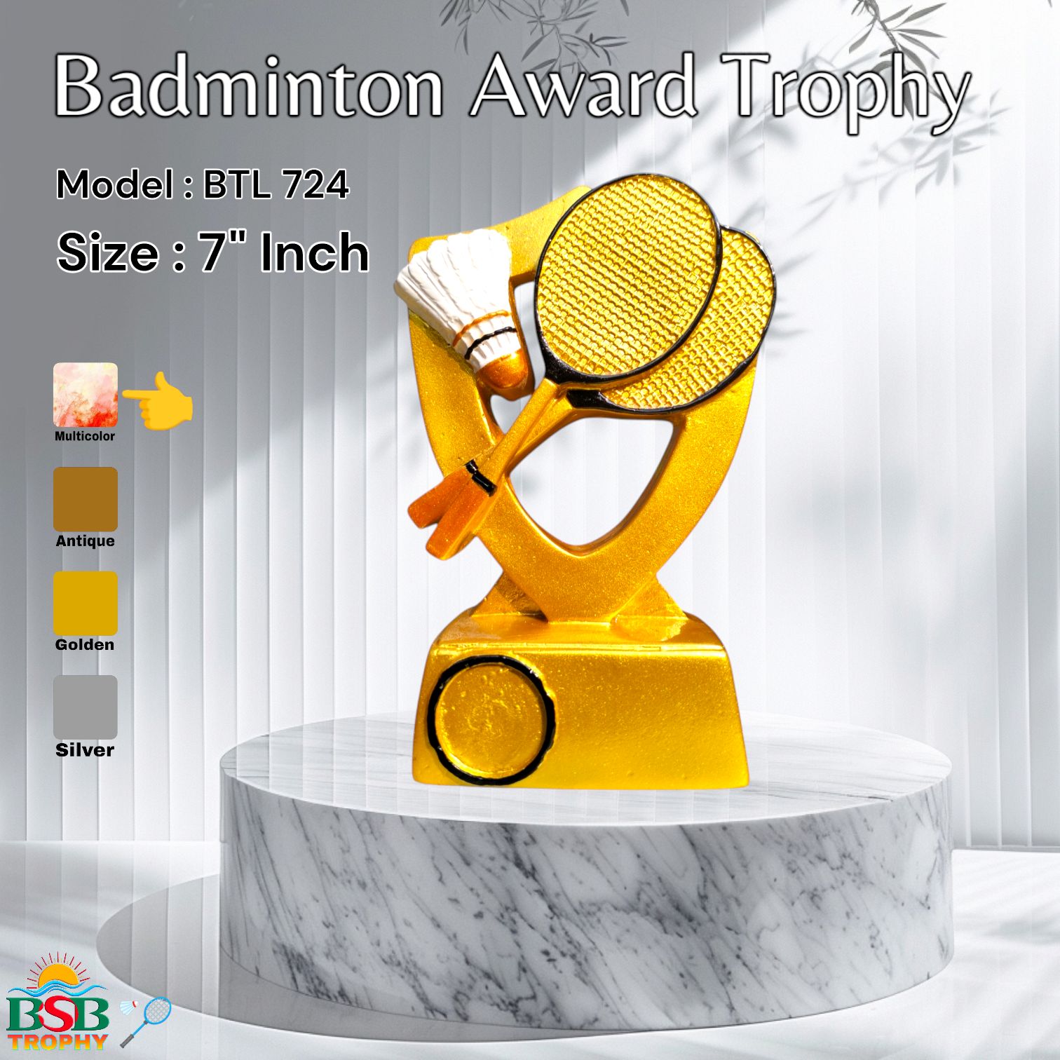 🏸 Badminton Tournament Trophy Award (7