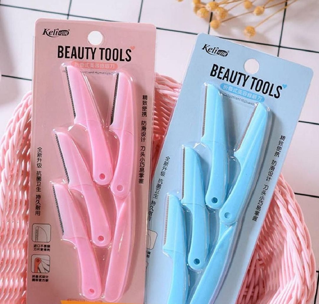 Keli 4pcs (Blue & Pink) Eyebrow Razor Pack Foldable Eyebrow Facial Hair ...