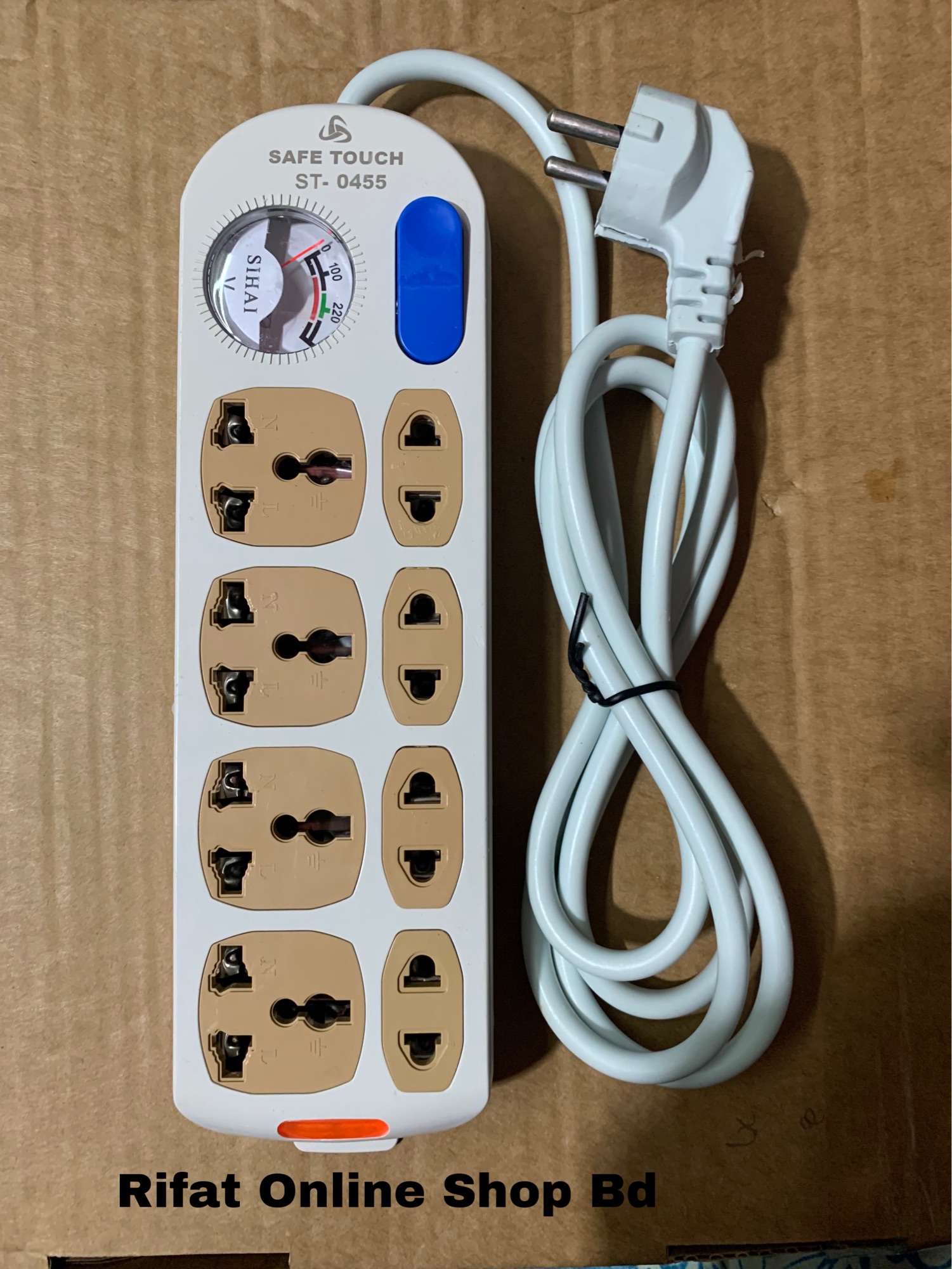 Safe Touch-0455 Multiplug 8 Port Extention Socket (5 Meter Cable) With Highh Quality Voltage ...