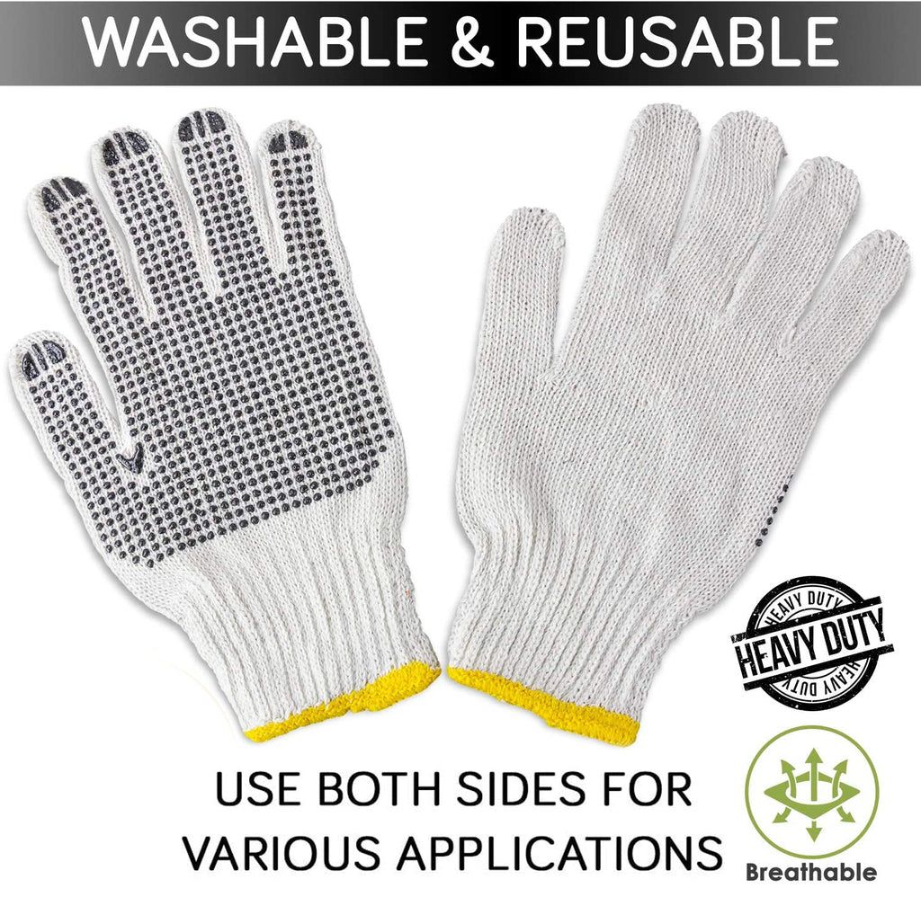 6Pair- Knitted Cotton PVC Dotted Hand Gloves PVC Dotted Cotton Knitted ...