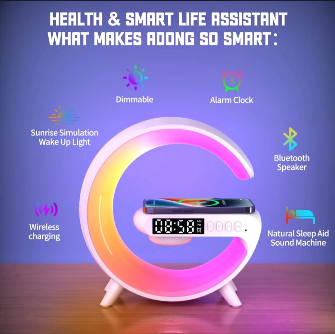 G Shape 5 In 1 Smart Wireless RGB Charger Table Lamp - Best Quality ...