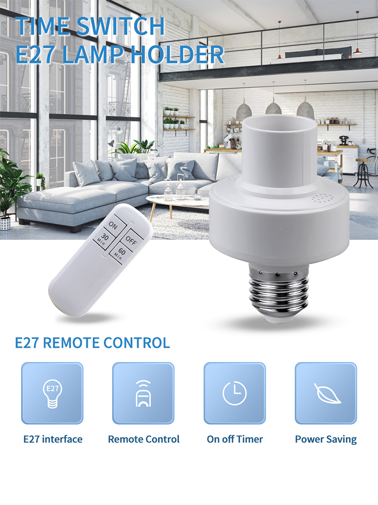 Wireless Remote Control Lamp Holder E27 Socket Lamp Bases For Ceiling ...