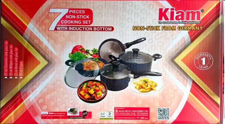 Kiam Induction Bottom Marvell Coating Non-Stick Cookware Set - 7 Pcs ...