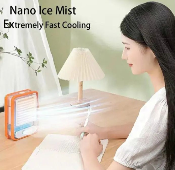 Rechargeable Air conditioner Cooling Fan Small Desktop Fan with Nano ...