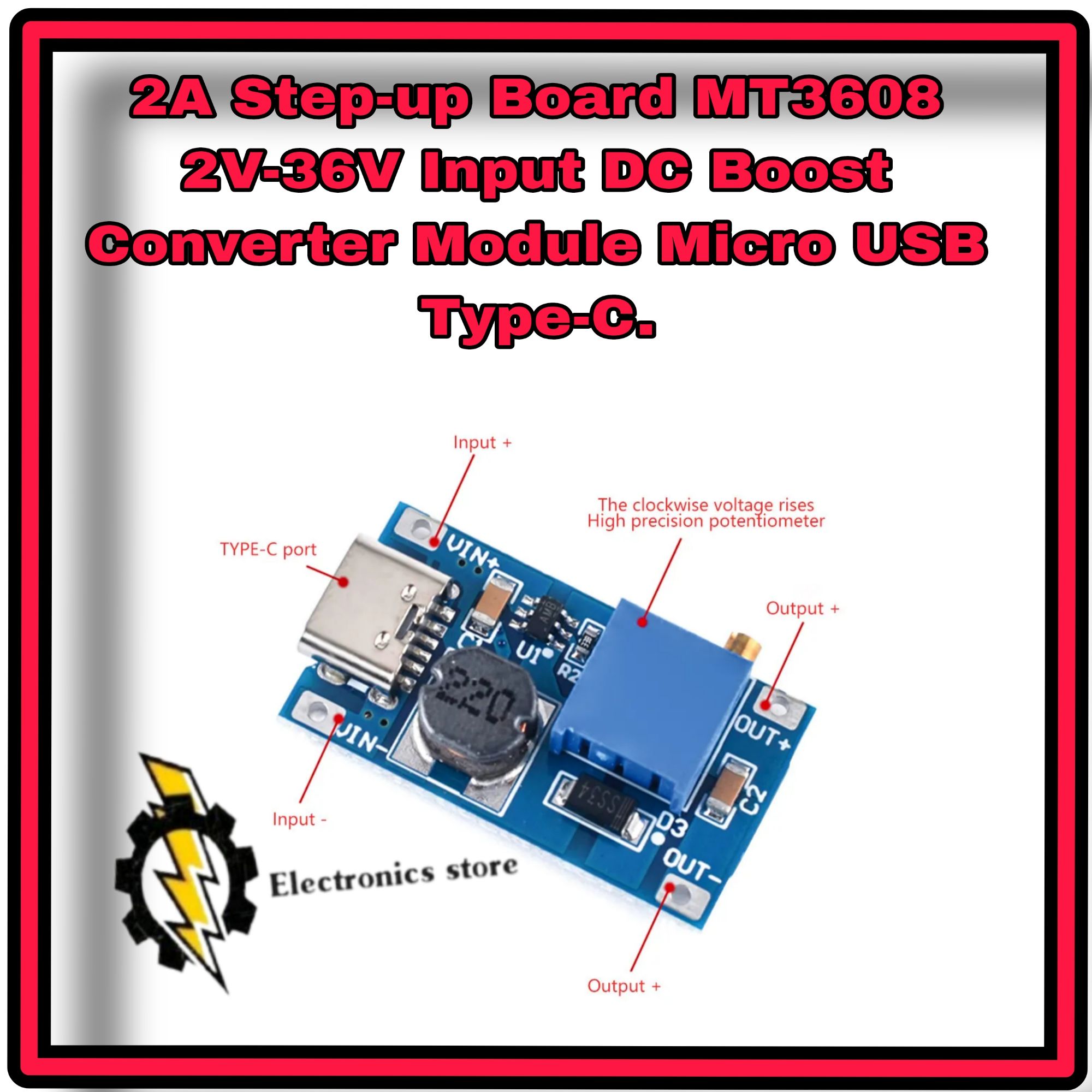 Dc Step Up/Done MT3608 boster converter type C | Daraz.com.bd