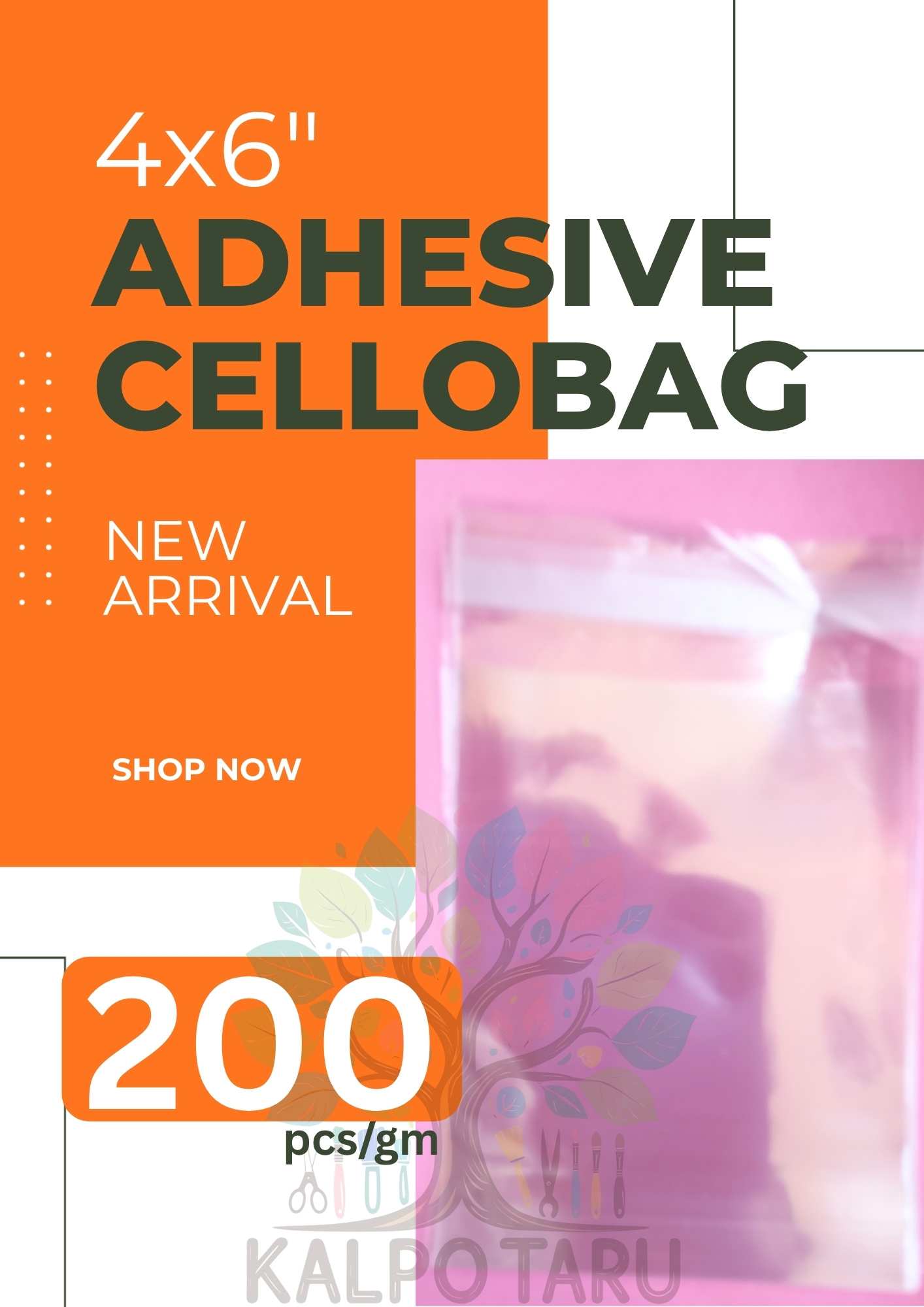 KT 4x6 Inch Self Adhesive Cello Bags | Transparent Plastic Packaging ...