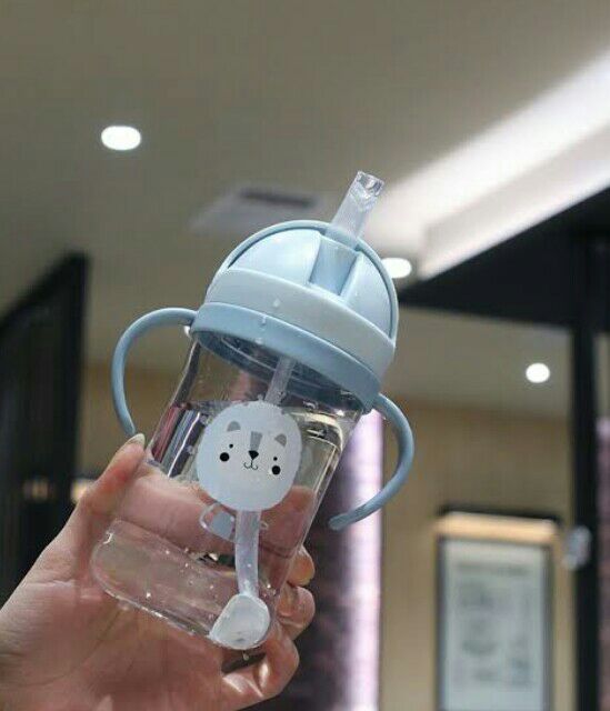 Baby learning to drink 300ml straw cup with gravity ball anti-grab ...