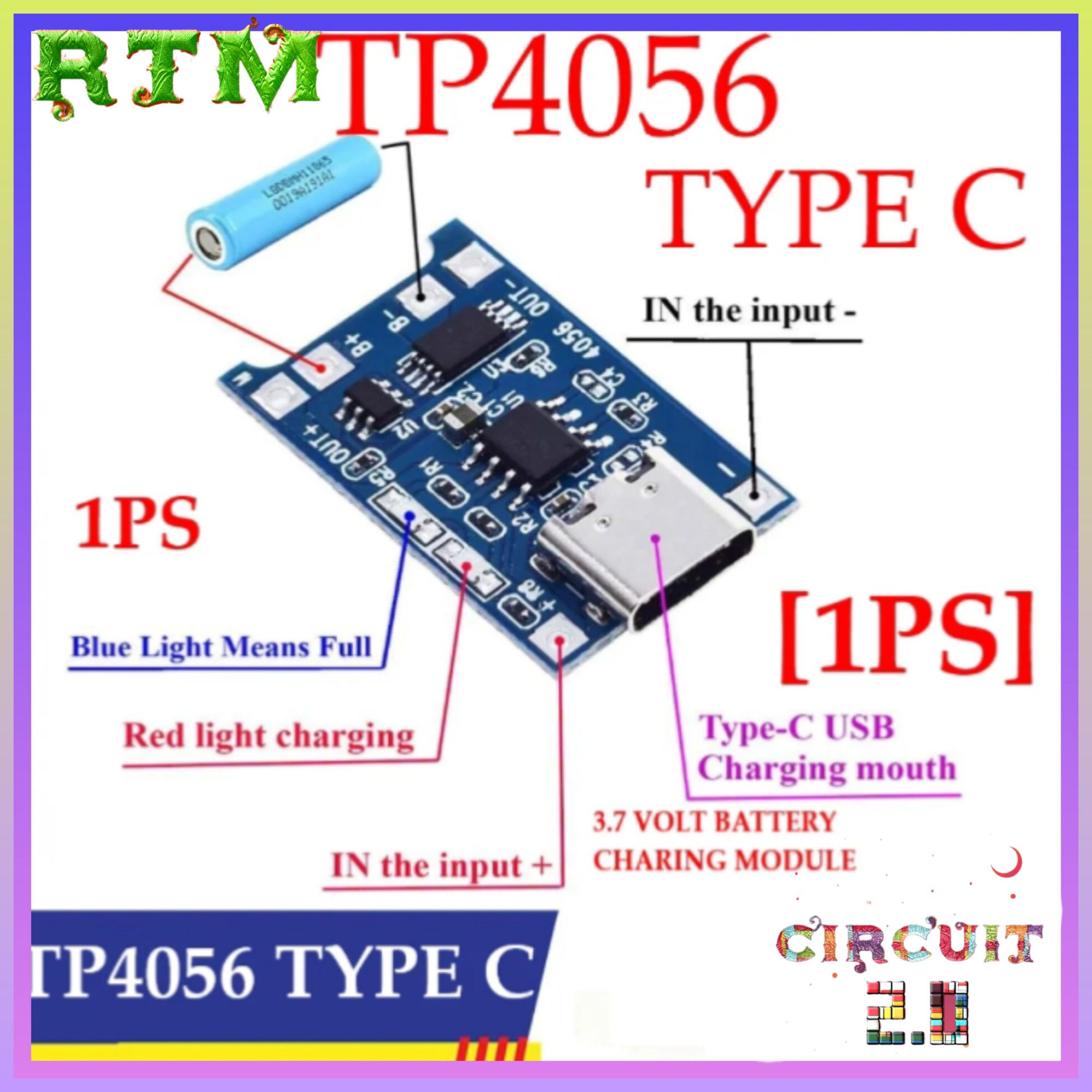 TP4056 Type C 5V 1A 18650 Lithium Battery Charger Module With ...