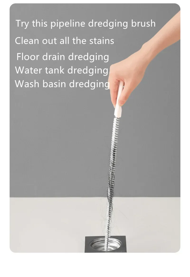 Pipe Dredging Brush Long Clean Kitchen Bathroom Hair Sewer Sink ...