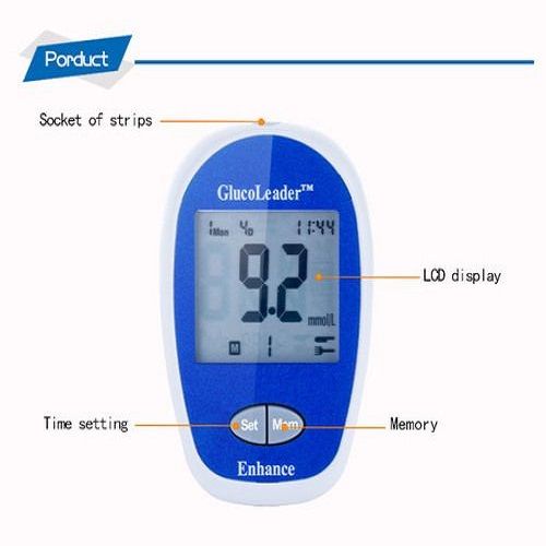Glucoleader Enhance Blood Glucose Meter-Blue With 10 Test Strips ...