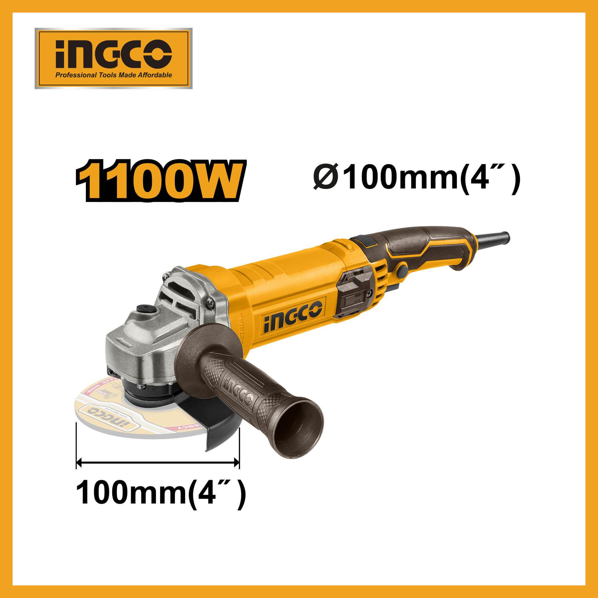 INGCO 1100W Angle Grinder | AG10108-2 INGCO 4 inch Industrial Angle ...