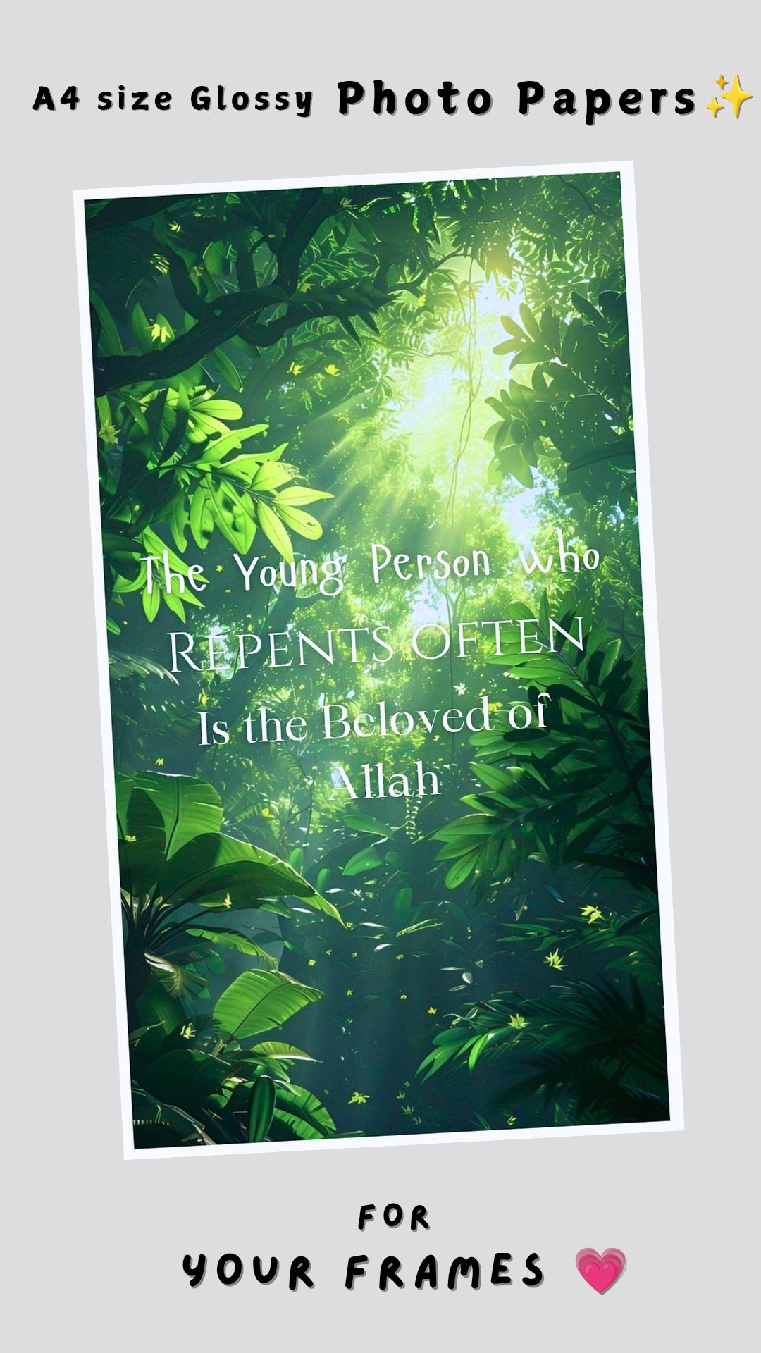 A4 size glossy photo paper for photo frames with motivational & Islamic ...