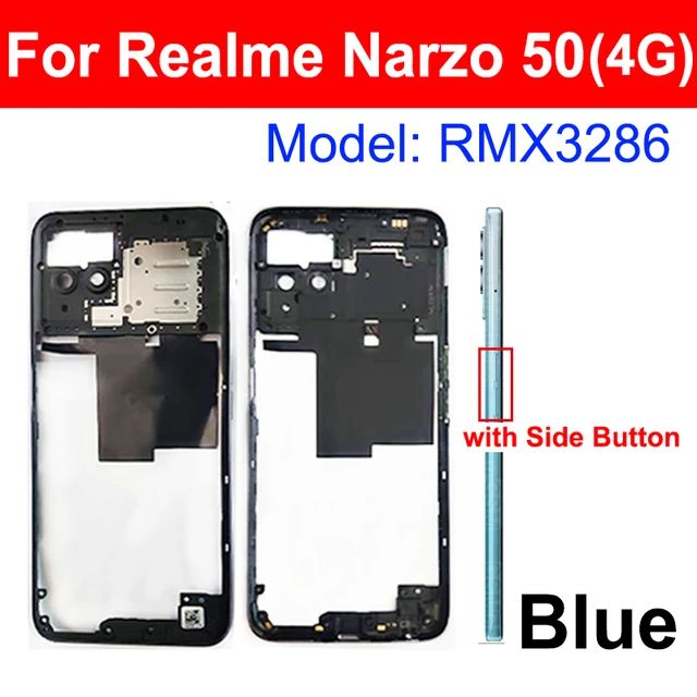 Realme narzo 50 backshell, middle frame housing, side body, side frame ...