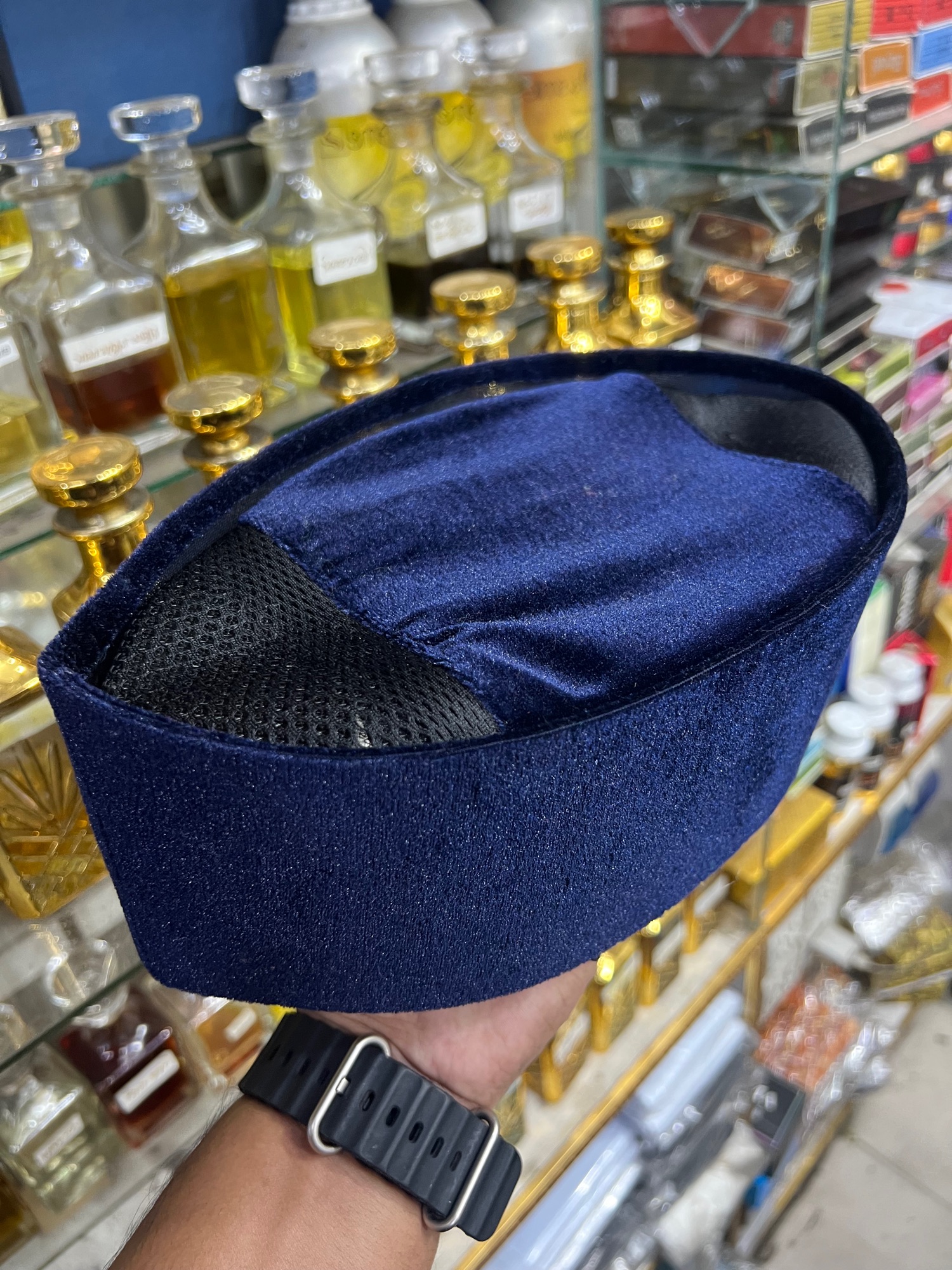 Navy Blue Malaysian Velvet Tupi For Men | Daraz.com.bd
