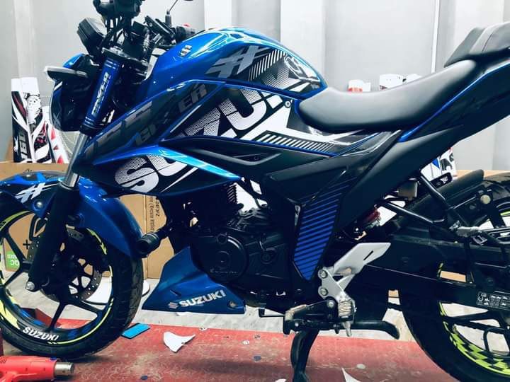 Suzuki gixxer fi blue decals sticker set | Daraz.com.bd