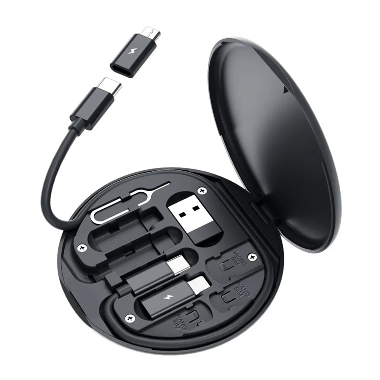 Portable Data Cable Storage Box with Phone Holder Compact Lightweight Cable Adapter Conversion ...