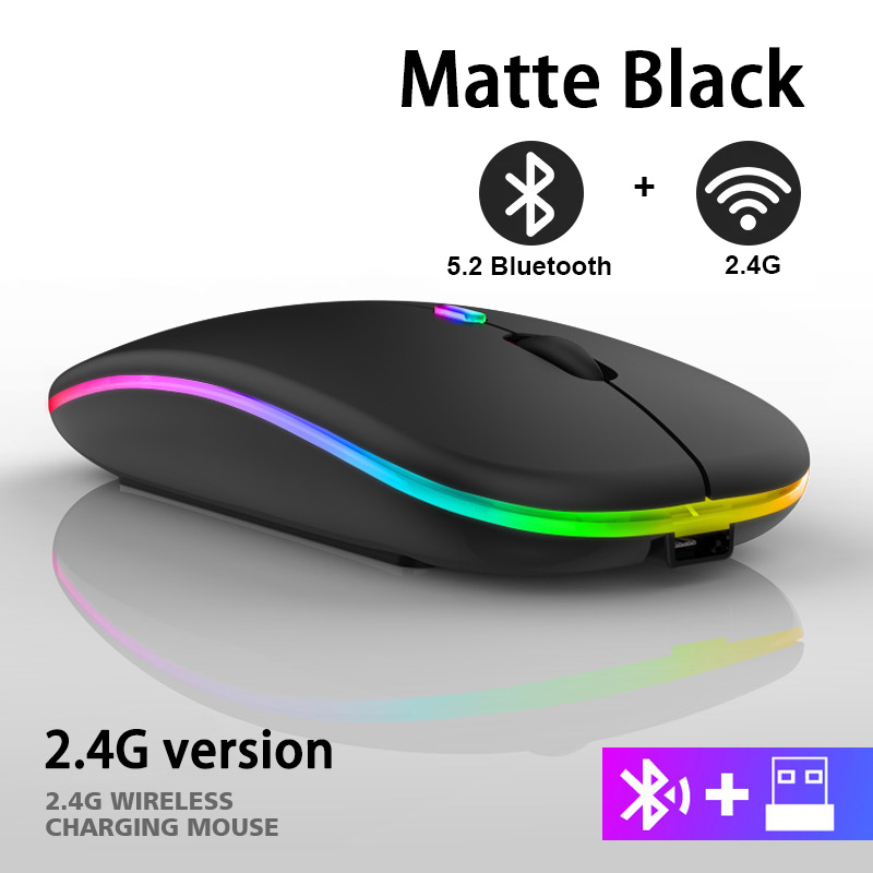 2.4G Wireless Mouse RGB Rechargeable Bluetooth Mice Wireless Computer ...