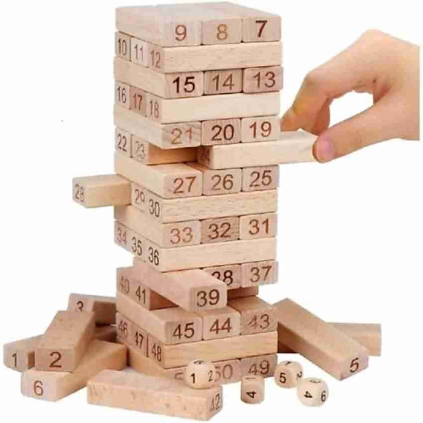 Jenga Game Wooden 54 ps Blocks Toppling Tower Real Jenga-Stacking and ...