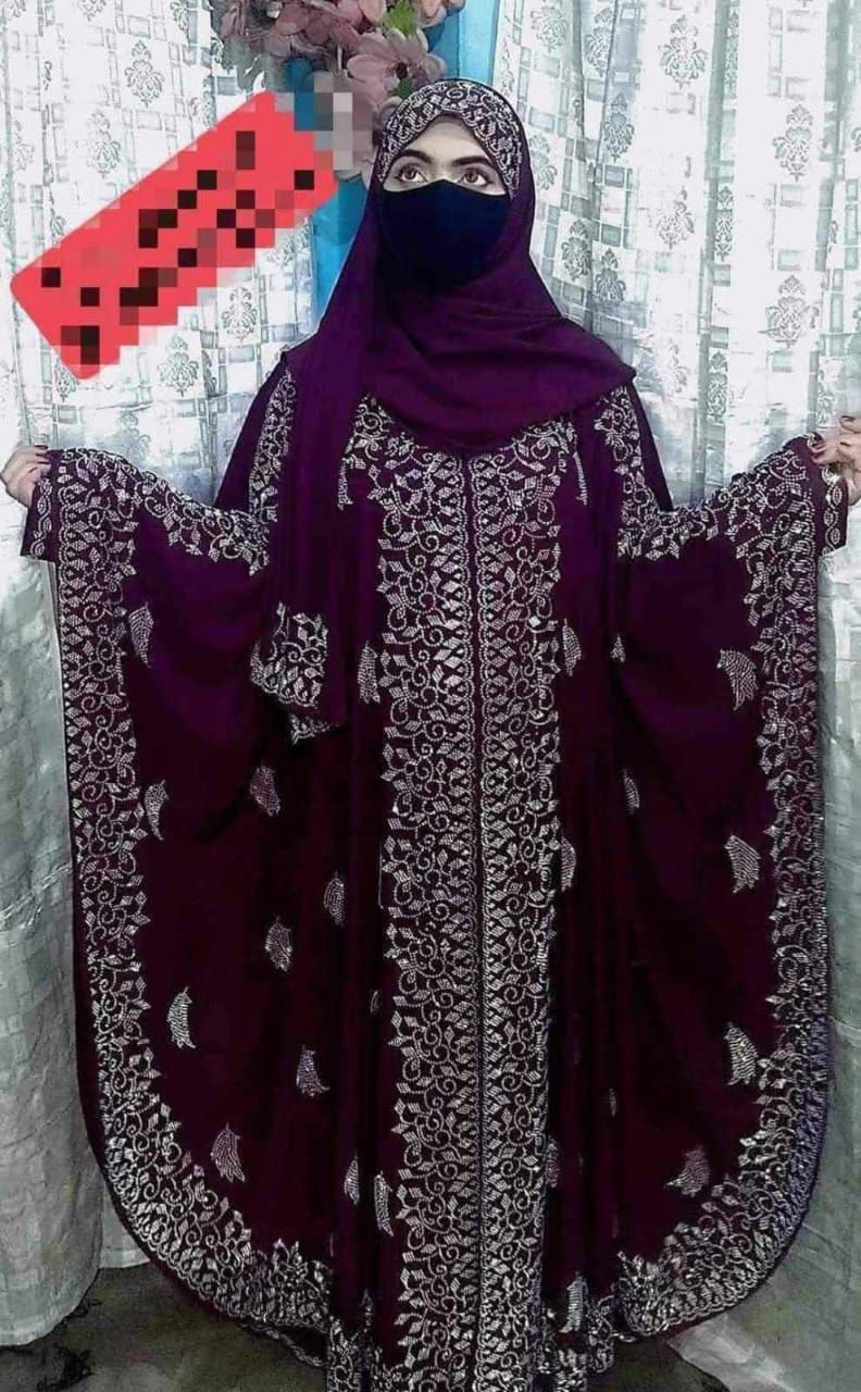 Most Demanding Premium Quality Dubai Cherry Fabric Stone Work Borka Set ...