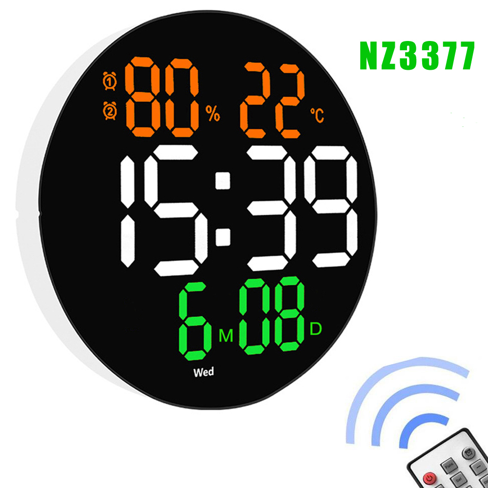 Remote Control LED Wall Clock with Dual Alarms,Calendar and Temperature ...