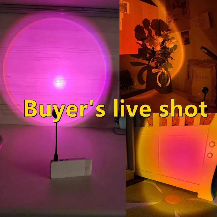 USB Sunset Lamp LED Projector – Rainbow Neon Atmosphere Light for ...