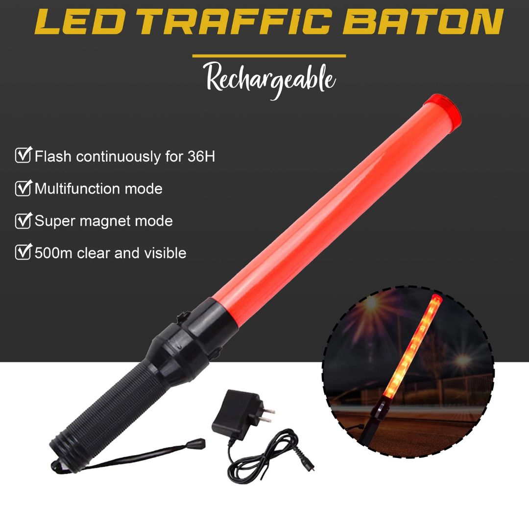 Traffic Safety Rechargeable Flashing LED Light Control Wand Baton ...