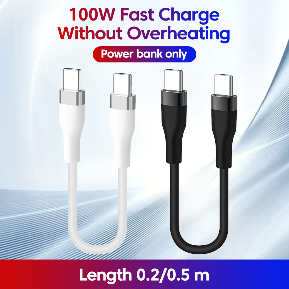 100W 25cm/50cm Short Fast Charging Cable 5A Type-C to Type-C Fast ...