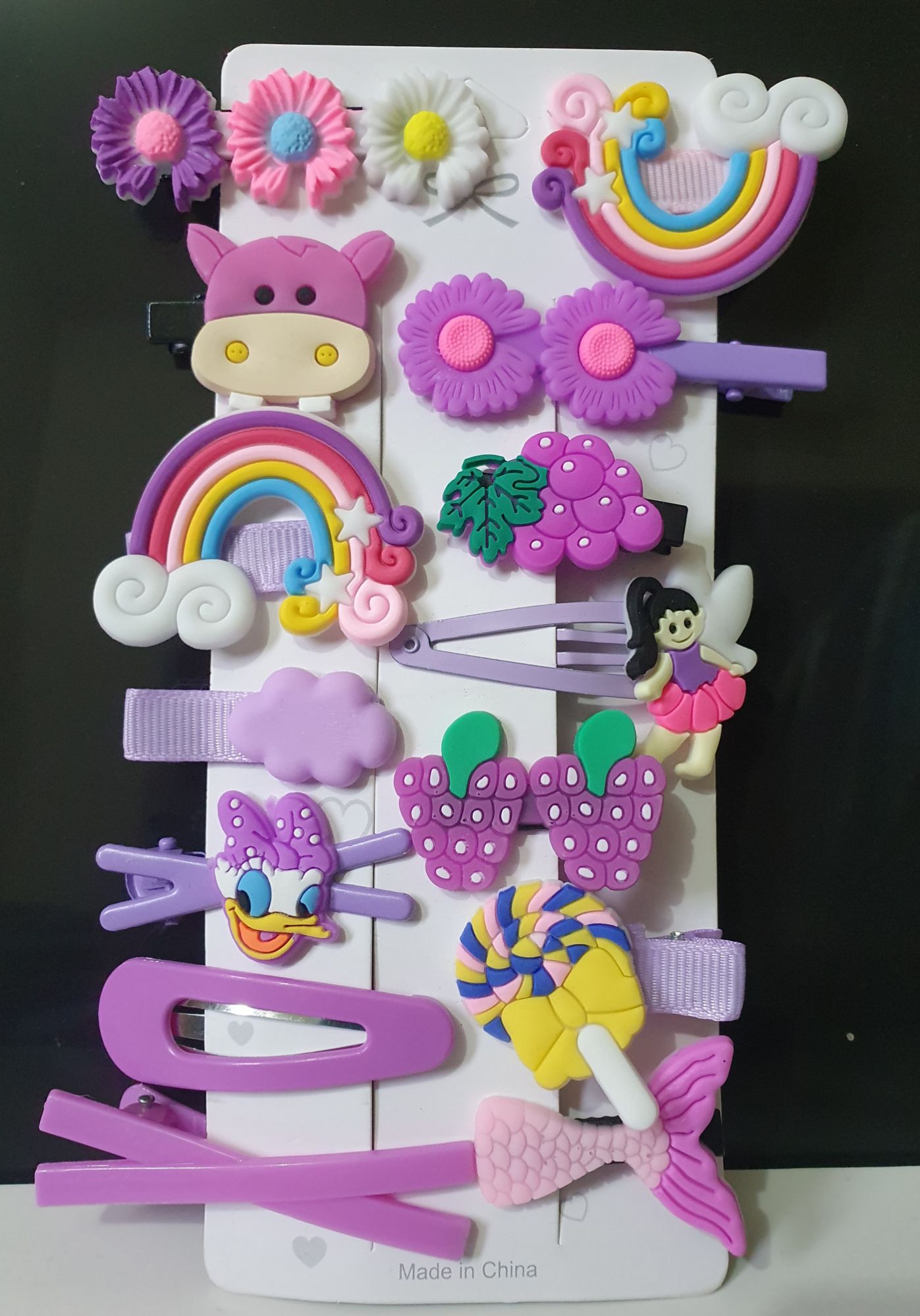 14 pieces/set Cartoon Hair Clips For Girls / Rainbow Hair pins/Clips ...