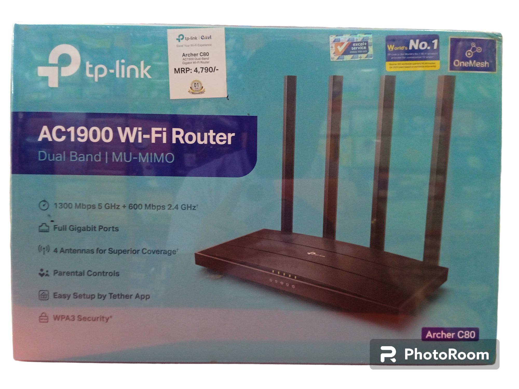 Wi-fi router, dual band/MU-MIMO, AC 1900, 1300 Mbps 5 GHz + 600Mbps 2.4 ...