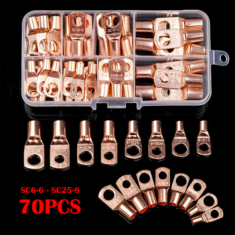 70/240PCS Ring Terminal Cable Shoes Lugs 35mm2 Tinned Copper Lug Wire ...