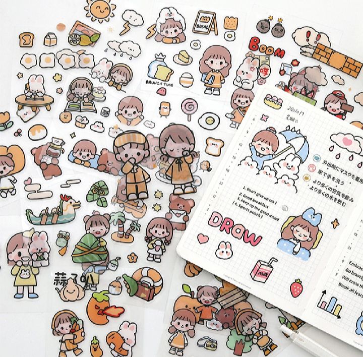 100Pcs Stickers Anime Figure Pattern Decorative PET Cartoon Character ...