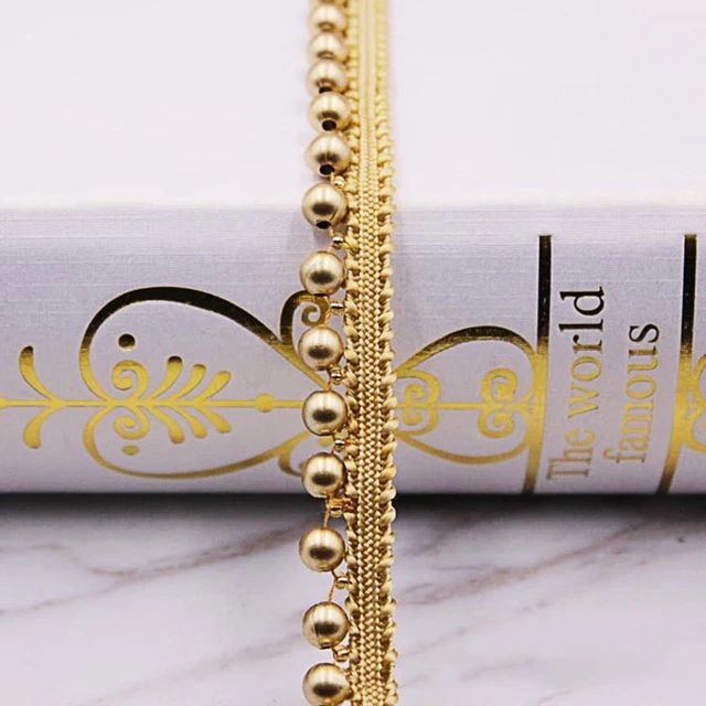 4 Goz White Black Gold Pearl Lace Trim Crease Mesh Ribbon Lace Fabric ...