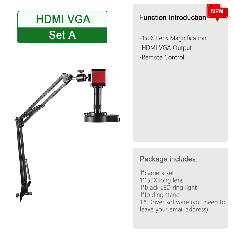 Professional Digital Microscope 150X Zoom HDMI VGA Electronic Camera ...