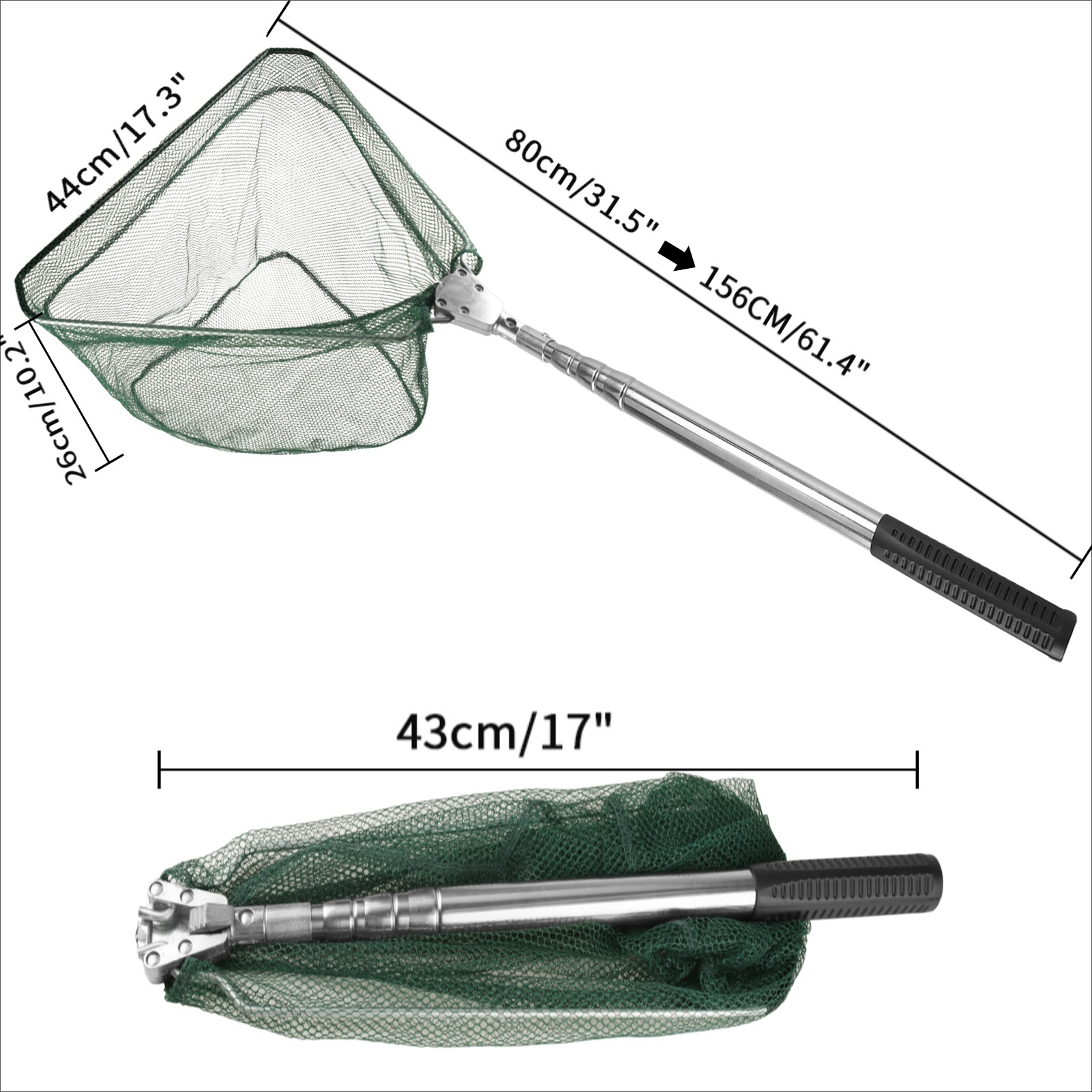 Retractable Landing Fishing Net 190cm-55cm with Telescoping Pole Handle ...