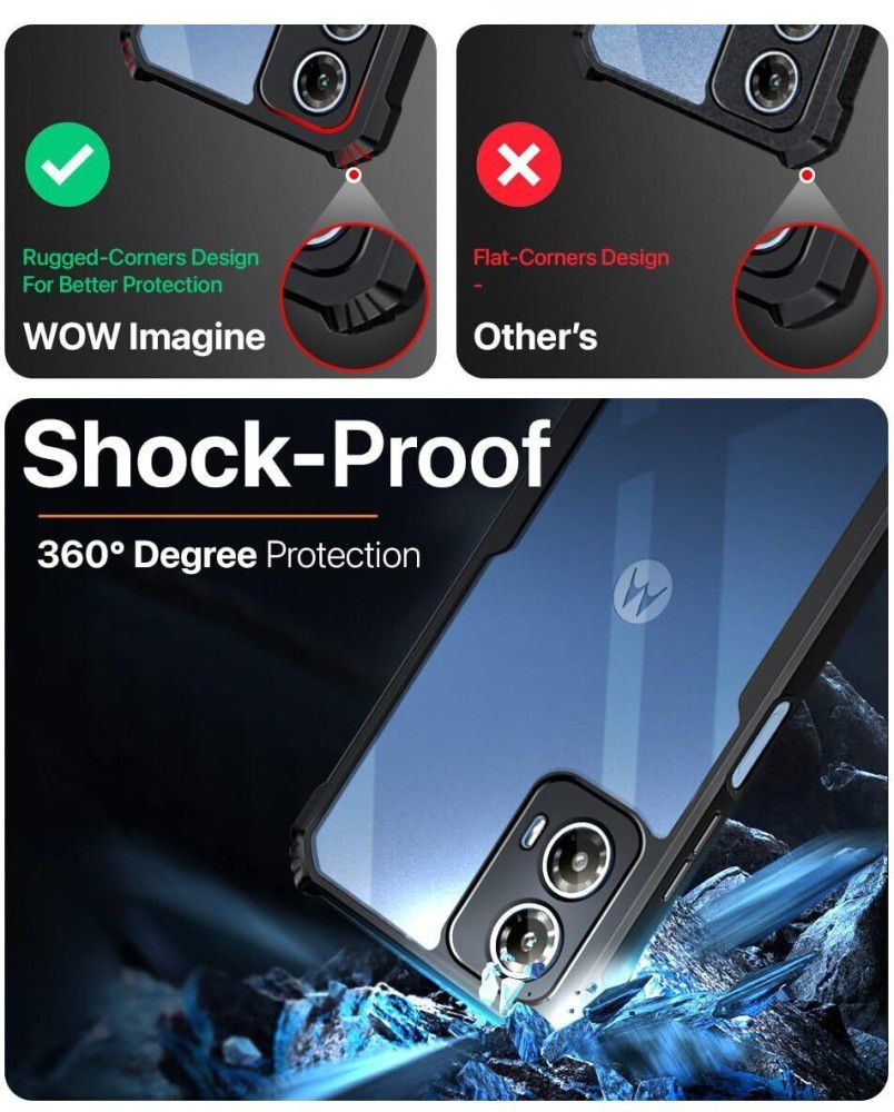 Back Cover For Motorola Moto G35 5G ( Shockproof, Transparent, Black)