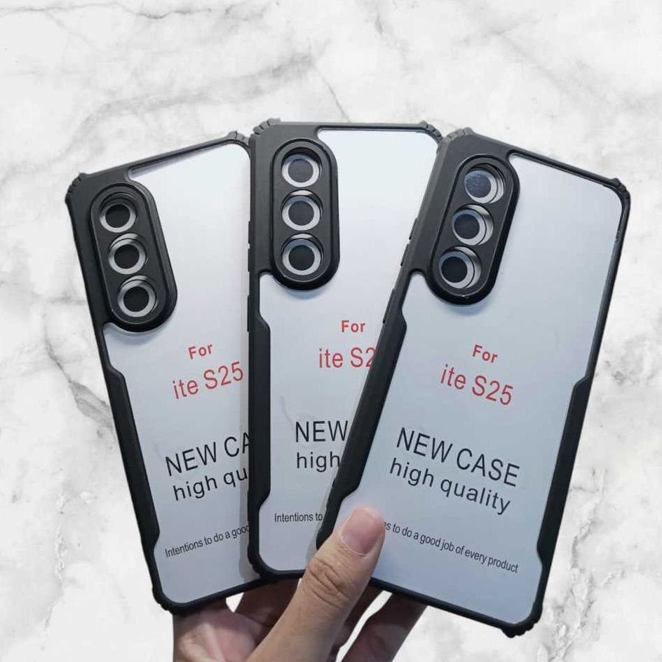 Back Cover For Itel S25 ( Transparent, Black)