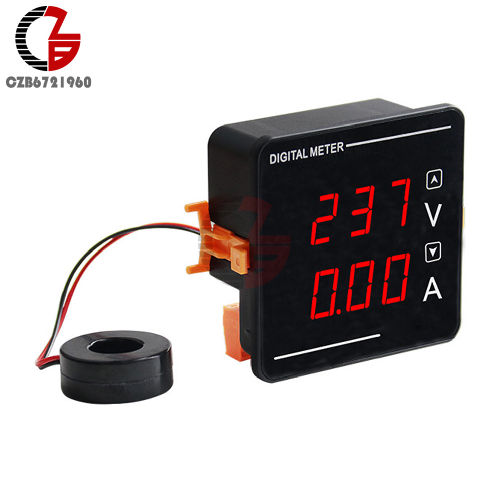 AC50-500V 3-in-1 Digital Voltmeter Ammeter Frequency Meter LED Three ...