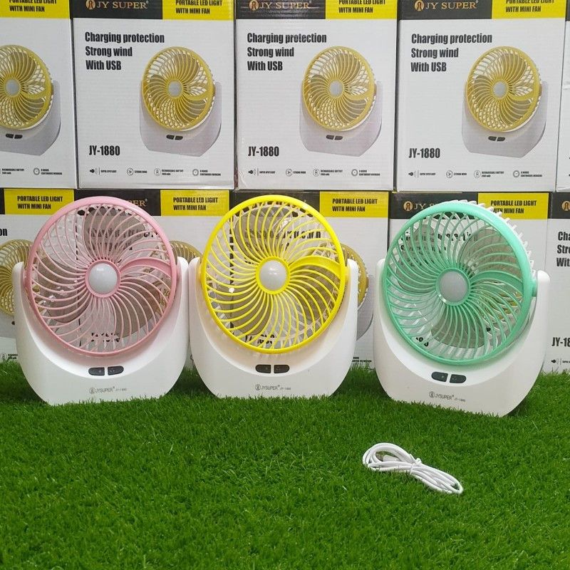 Lithium Rechargeable Mini Table Fan With Led Lights -Jy 1880 Model -Jy ...