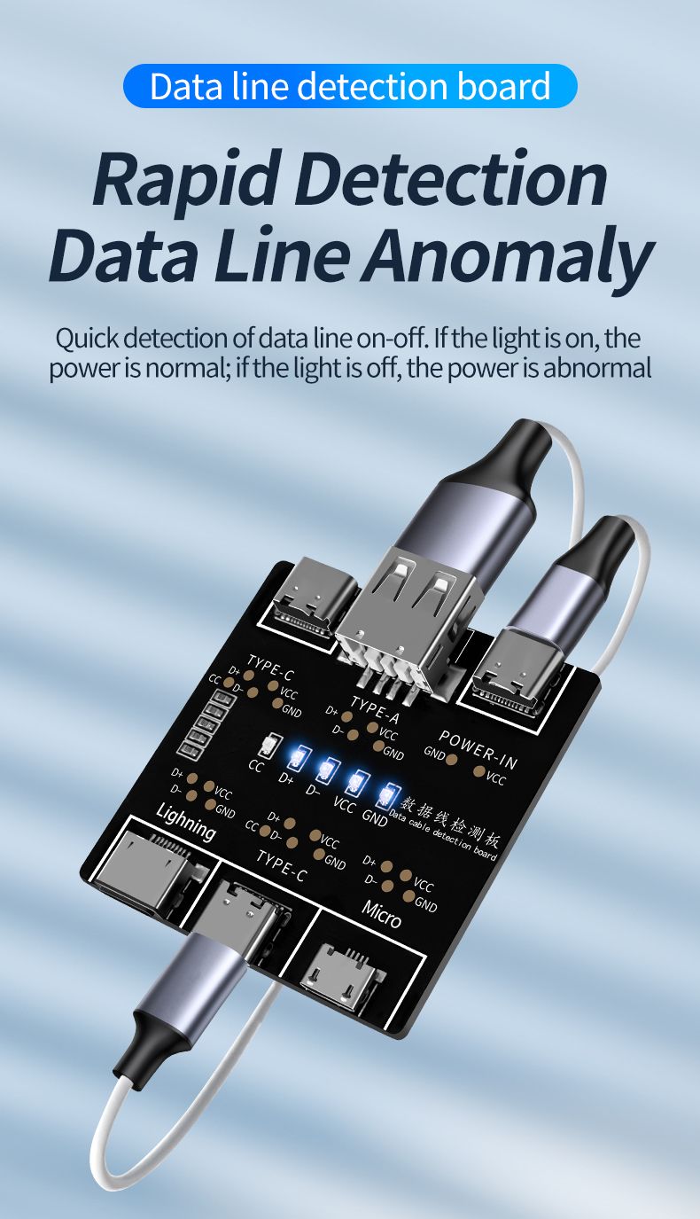 DT3 Data Cable Detection Board USB Cable Tester Short Circuit On-Off ...