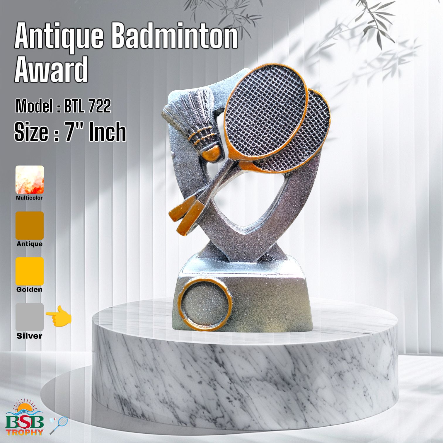 🏸 Badminton Tournament Trophy Award (7