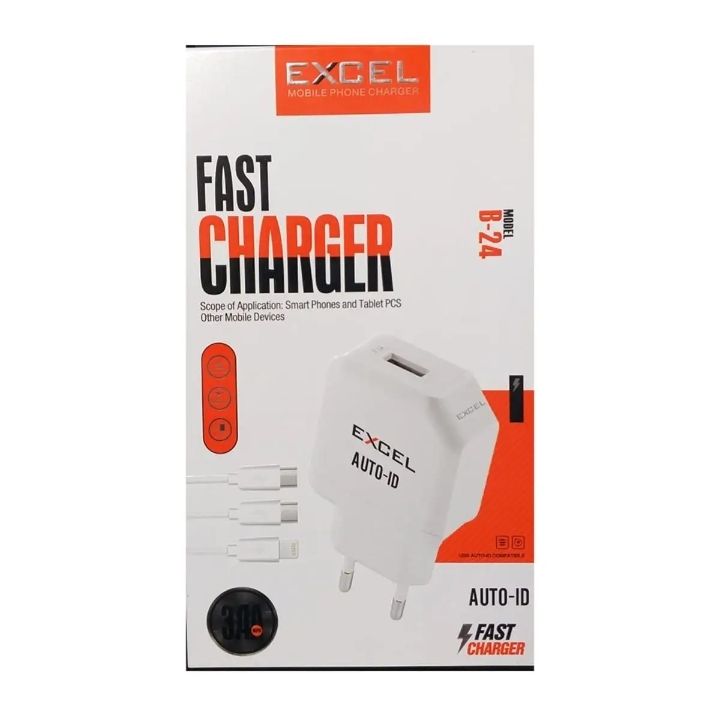 Excel Fast Charger Type C Travel Adapter Fast Charging 3.1A Max Quick ...