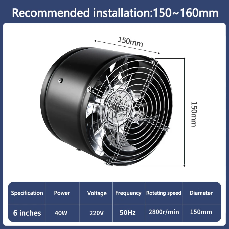 4''6''8'' Pipe Exhaust Fan Air Ventilator Metal Pipe Ventilation ...