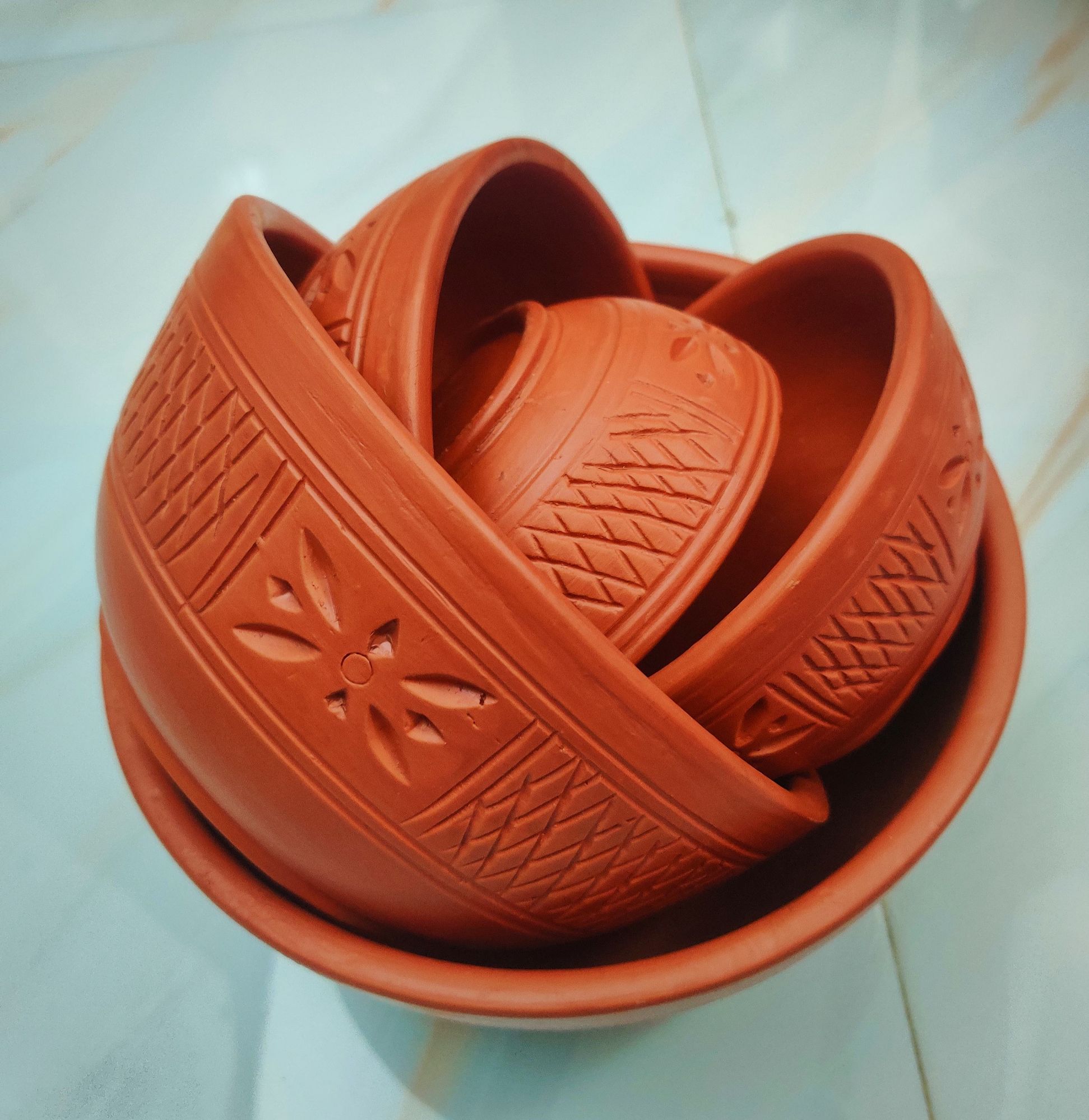 Clay made bowl set 5 pcs /Matir bati set 5 pcs | Daraz.com.bd