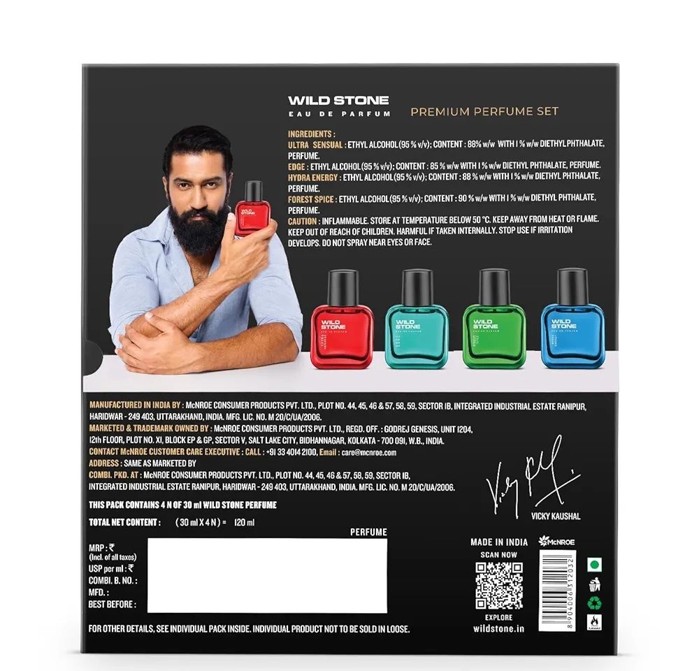 Wild Stone EAU DE Parfum Gift Set for Men, Pack of 4 (4x30ml) | Premium ...