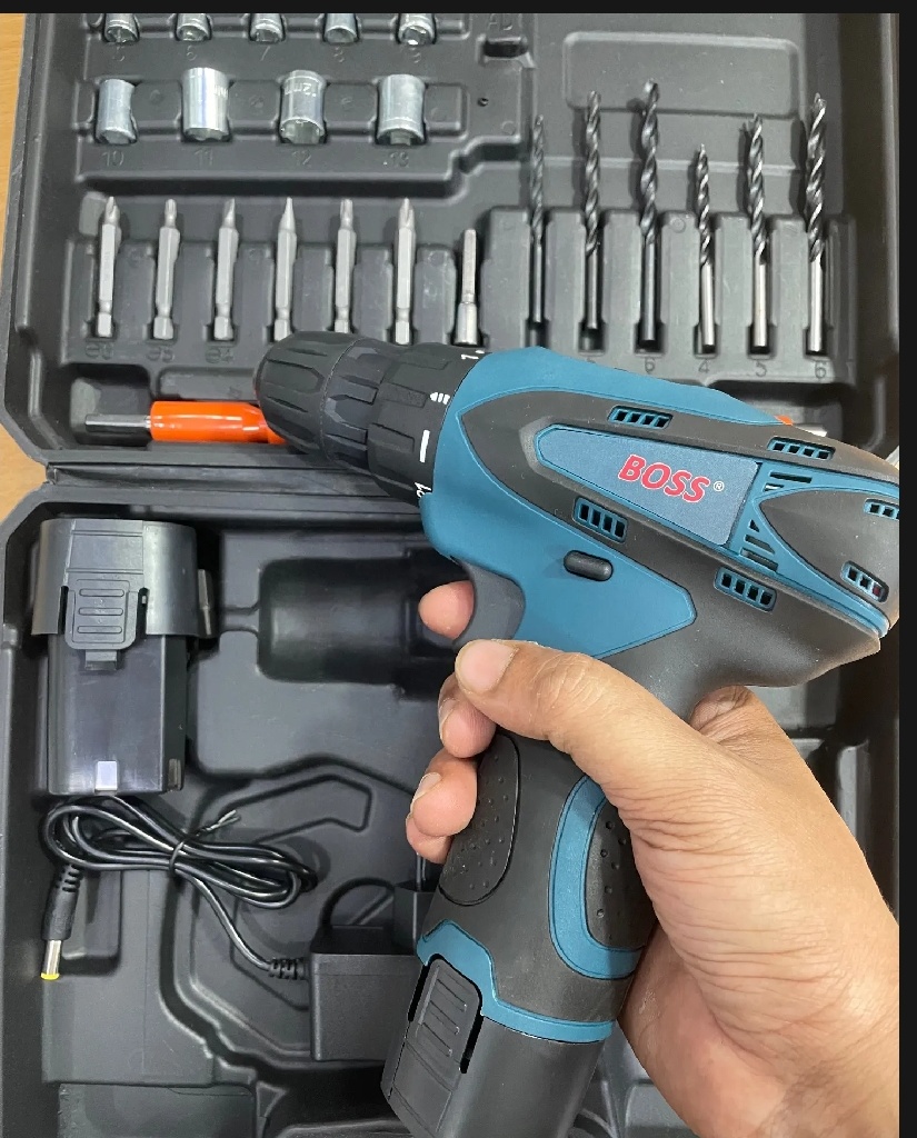 BOSS 18V Cordless Drill Machine 28 pc materials Set with 2 Battery ...