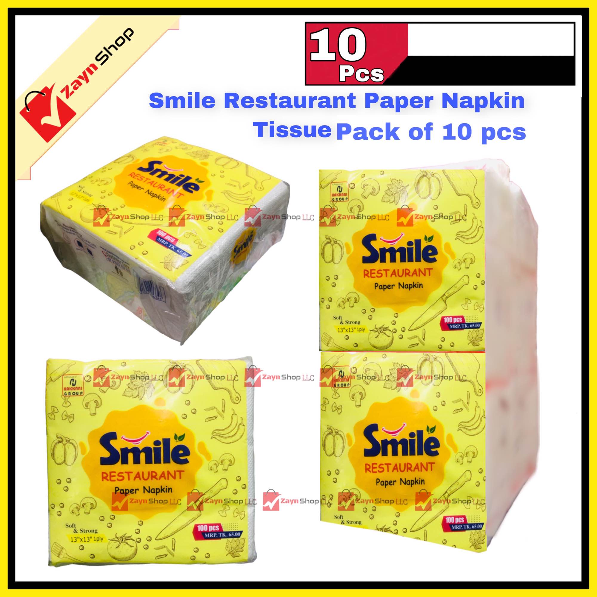 Smile Restaurant Paper Napkin Tissue pack of 10 pcs | Daraz.com.bd