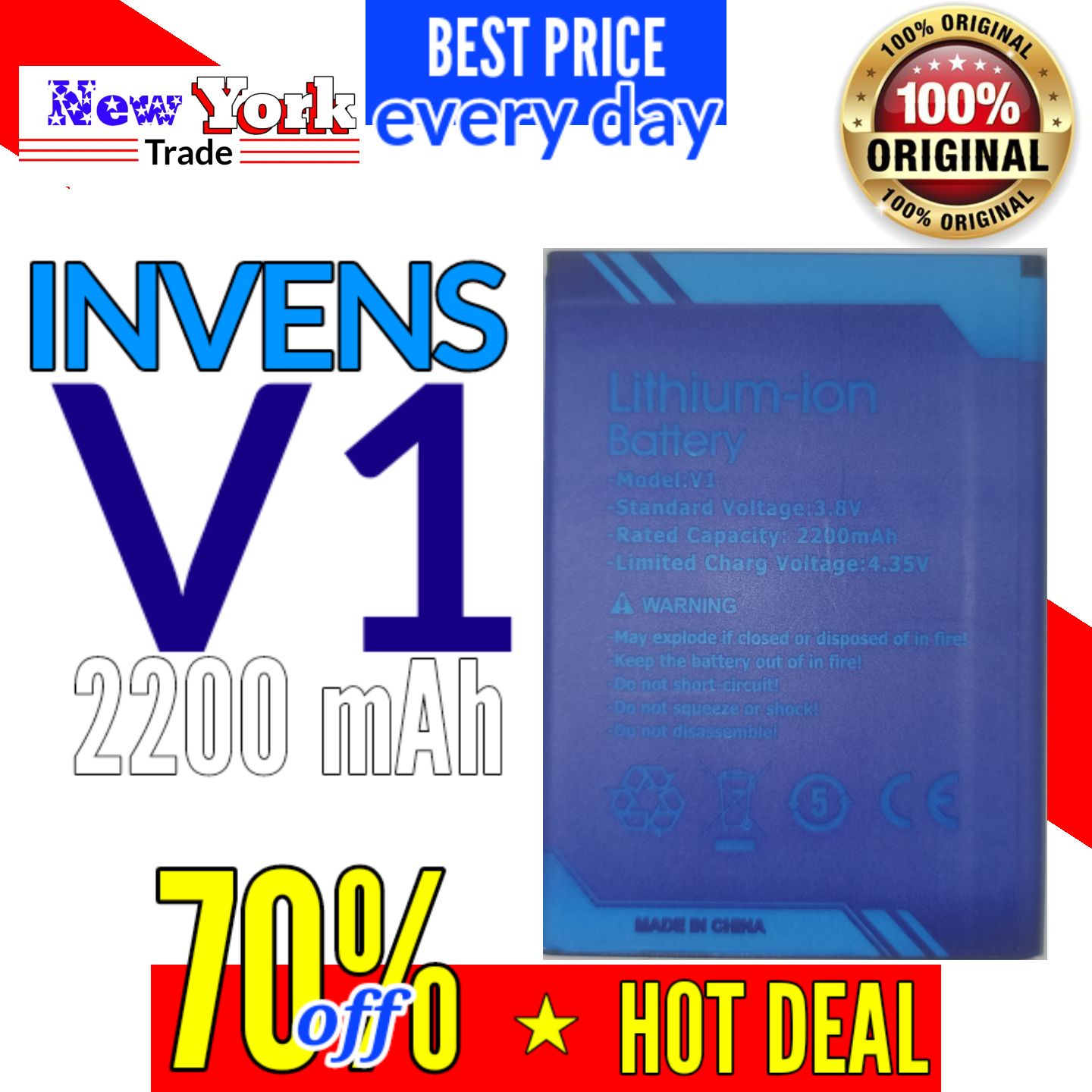 Invens V1 Battery - Original Quality | Daraz.com.bd