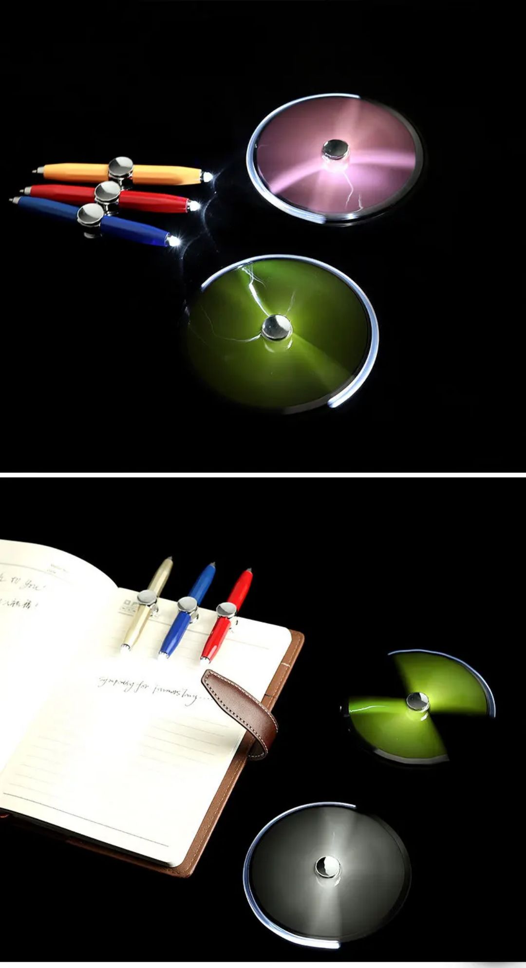 LED Spinning Pen Ball Gyro Pen Fidget Spinner Hand Top Glow In Dark ...