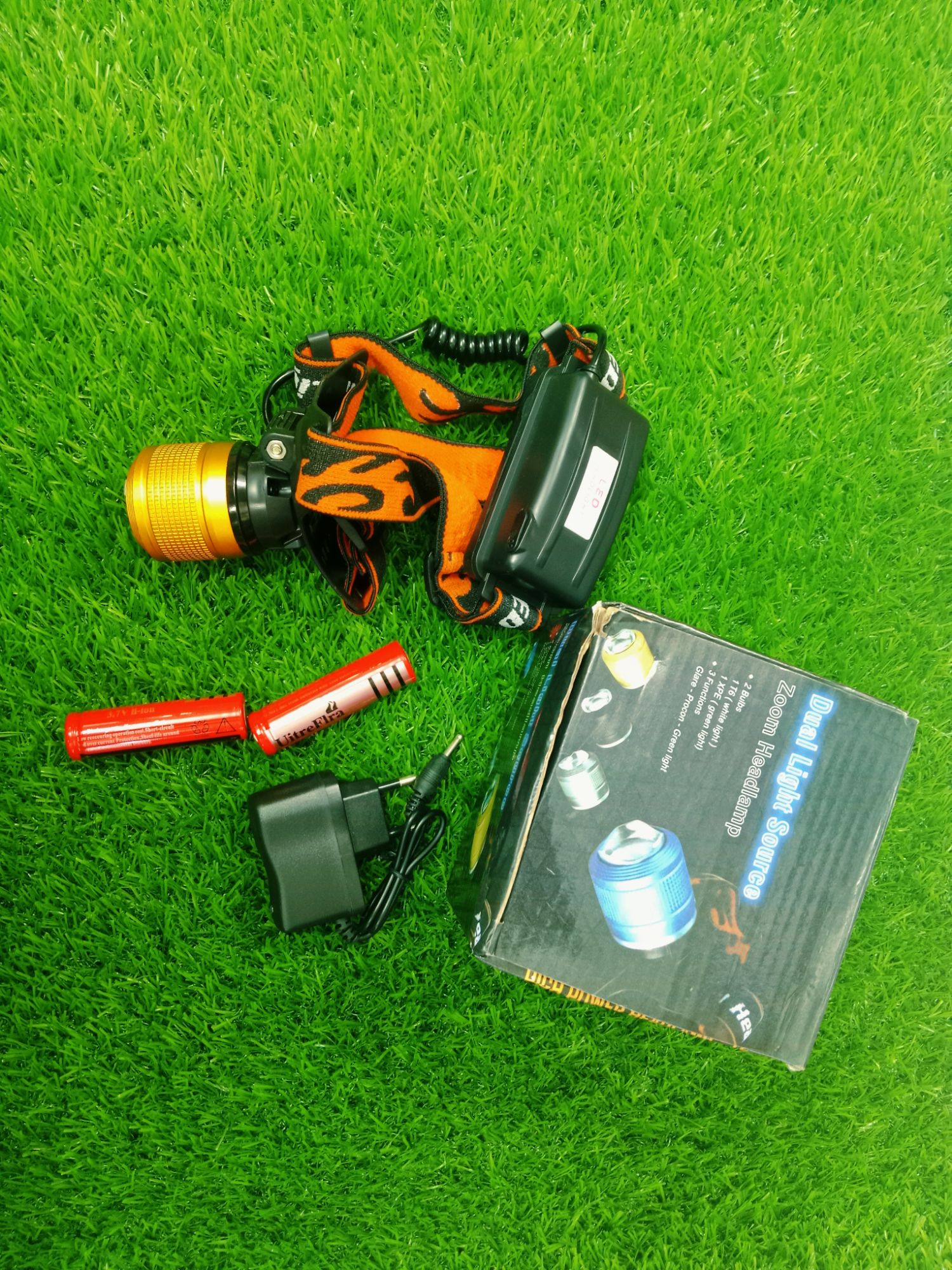 Rechargable LED Headlight dual light zoom head lamp