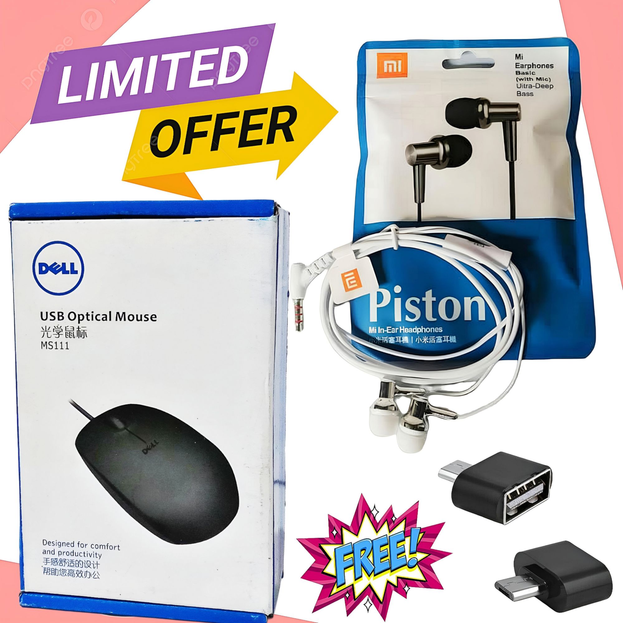 Gaming mouse and Earphone with free OTG | Daraz.com.bd